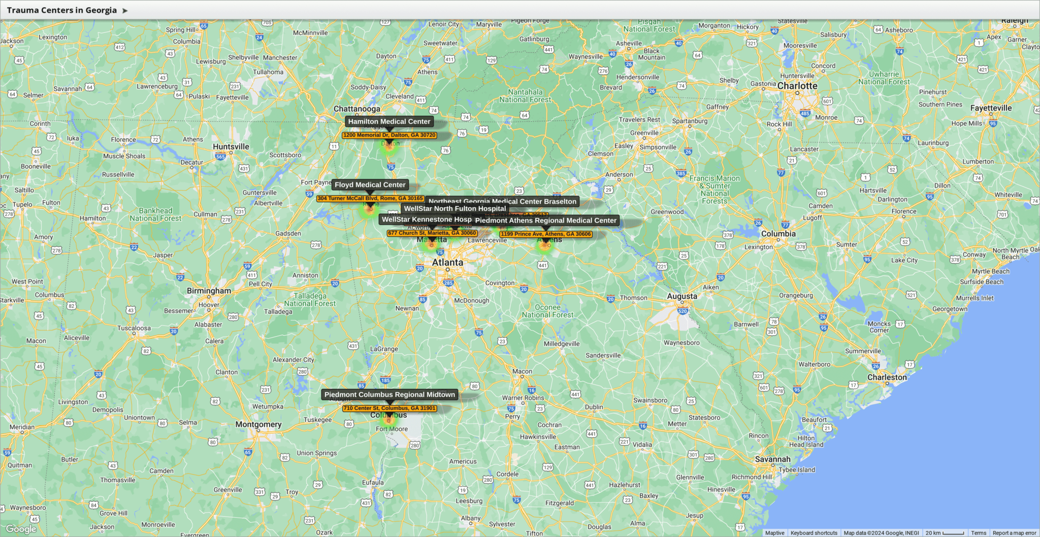 Trauma Centers in Georgia: List + Map | Maptive