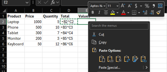 How to Copy Values and Not Formulas in Excel | Maptive