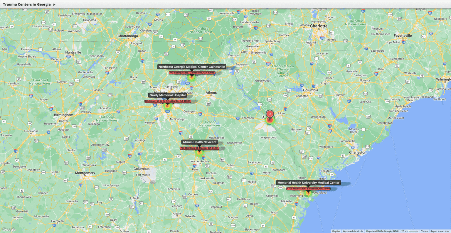 Trauma Centers in Georgia: List + Map: List + Map | Maptive
