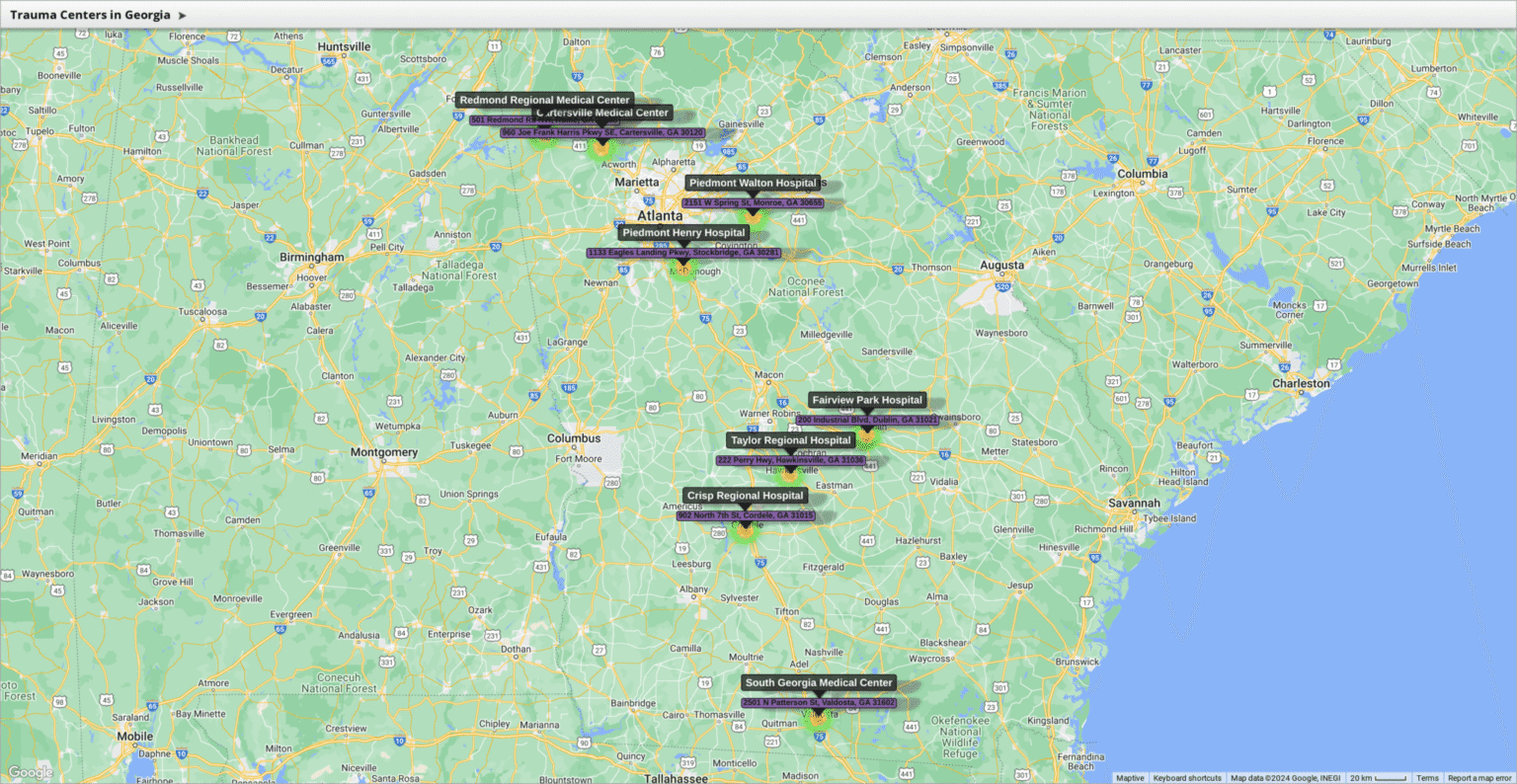 Trauma Centers in Georgia: List + Map: List + Map | Maptive